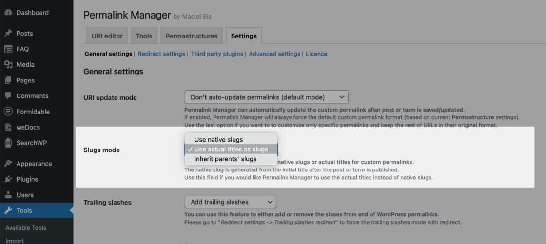 Slugs mode | Permalink Manager Pro