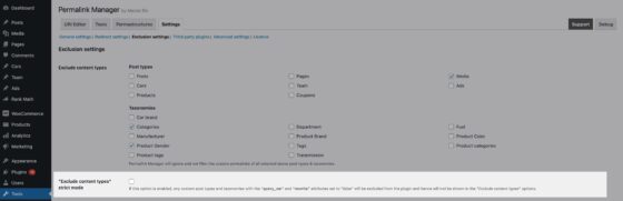 Exclusion settings | Permalink Manager Pro